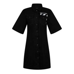 Off-White Off White - Hemdblusenkleid f&uuml;r Damen, Denim (Schwarz/Wei&szlig;)