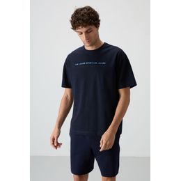 Oversized Rundhals T-Shirt mit Print