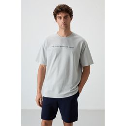 Oversized Rundhals T-Shirt mit Print