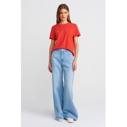 Hochtaillierte weit geschnittene Baumwoll-Jeans