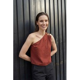 Asymmetrisches Kragen &auml;rmelloses Chiffon-Top
