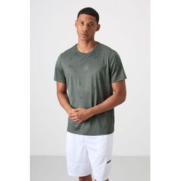 Herren T-Shirt mit feinem Punktmuster und Rundhalsausschnitt