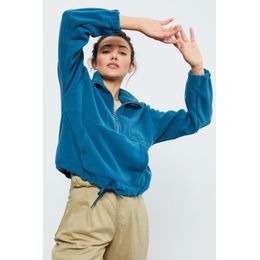 Oversized Half-Zip Pl&uuml;sch Sweatshirt