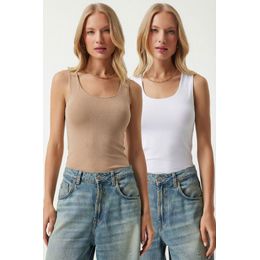 Quadratischer Kragen Rippenslimfit &Auml;rmellose Bluse