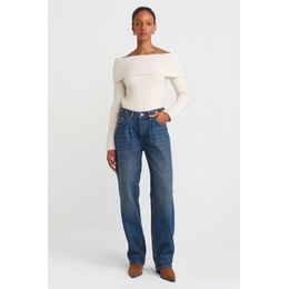 Hochtaillierte Weite Denim Jeans