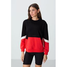&Uuml;berdimensioniertes, farbblockiertes Rundhals-Sweatshirt
