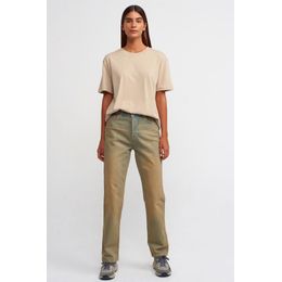 Jeans aus Baumwoll-Denim mit geradem Bein und mittlerer Taille