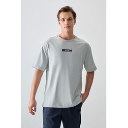 Oversized Baumwoll-T-Shirt mit Logo-Patch