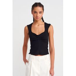 Taillierte &Auml;rmellose Crop-Bluse mit Quadrat-Ausschnitt