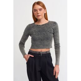 Damen Rippstrick-Crop-Top mit Rundhalsausschnitt