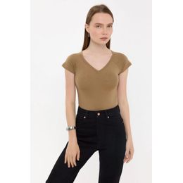 Basic Kurzarm V-Ausschnitt T-Shirt