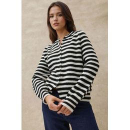 Gestreifter Strick-Cardigan mit Rundhalsausschnitt und weichem Griff