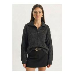 Strukturierter Polo-Kragen Knopf-Cardigan
