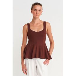 &Auml;rmellose Ripp-Peplum-Bluse