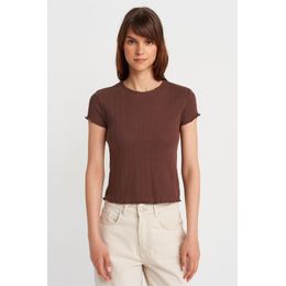 Damen Slim Fit Baumwoll Rundhals T-Shirt