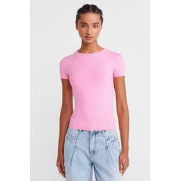 Damen Crop Slim-Fit Rundhals-T-Shirt