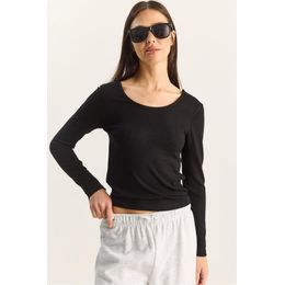 Slim Fit U-Ausschnitt Strickbluse