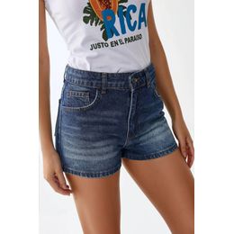 Hohe Taillen Zerst&ouml;rte Denim-Shorts