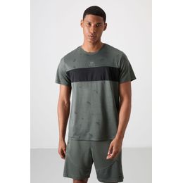 Herren Farbblockiertes Rundhals-T-Shirt