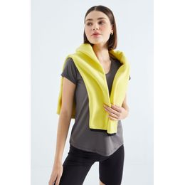 Damen schlichtes V-Ausschnitt Kurzarm-T-Shirt