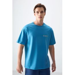 &Uuml;bergro&szlig;es bedrucktes Baumwoll-Jersey-T-Shirt