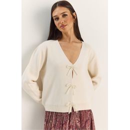 Knopf Detaillierter Strick V-Ausschnitt Cardigan