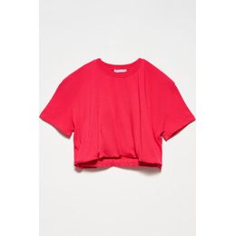 Damen Crop Crew Neck Baumwoll-T-Shirt