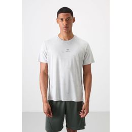 Herren Unifarbenes Fischgr&auml;tenmuster Crew Neck T-Shirt