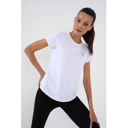 Damen Unifarben Kurzarm Rundhals T-Shirt