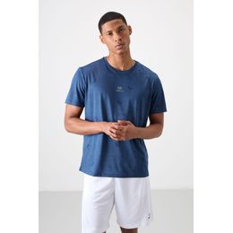 Herren T-Shirt mit Bird's Eye-Muster und Rundhalsausschnitt