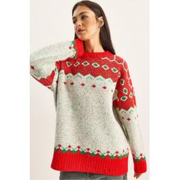 Oversized geometrischer Strickpullover