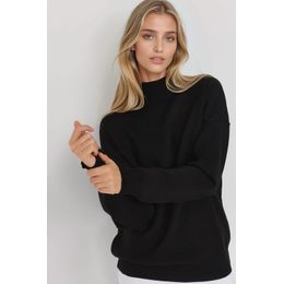 Oversized Halb-Stehkragen Strickpullover