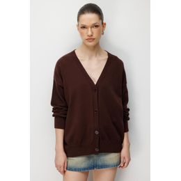 Langer Rippstrick-Cardigan mit V-Ausschnitt und Knopfverschluss