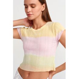 Damen Crop Ombre Ribbed Strickpullover