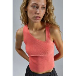 Figurbetontes asymmetrisches Nacken-Rippstrick-Top ohne &Auml;rmel