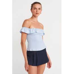 Damen Off-Shoulder Ripp-Crop-Bluse