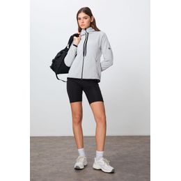 Damen Pl&uuml;sch Zip-Hoodie Sweatshirt