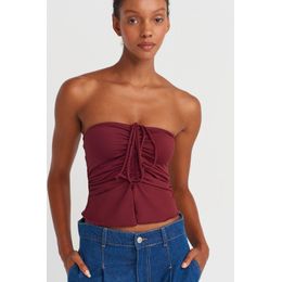 Damen Strapless Cropped Bluse mit Bindeband-Detail