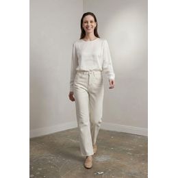 Hohe Taille Denim Gerade Passform Hose mit Taschen