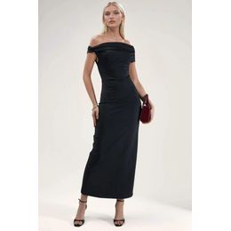Asymmetrisches Kragen Bodycon Maxi Kleid