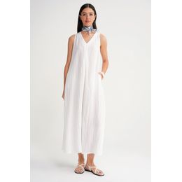 V-Ausschnitt Maxikleid