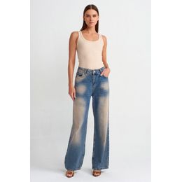 Damen Hochbundige Weite Jeans aus Baumwolle