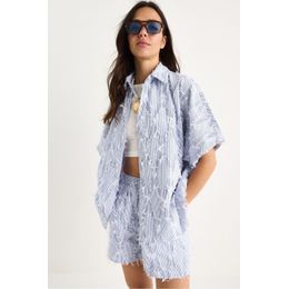 Oversized gestreiftes Co-Ord-Set mit R&uuml;schen Details