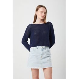 Luftiges Bootsausschnitt-Crop-Stricktop