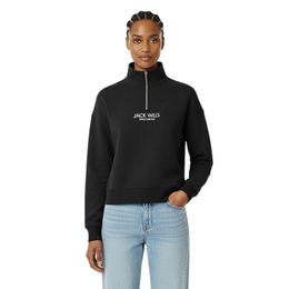 Jack Wills - "Honeylane" Sweatshirt f&uuml;r Damen, mit halbem Rei&szlig;verschluss (Schwarz)