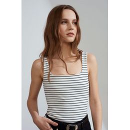 Gestreifte Rippstrick &auml;rmellose Cami-Bluse