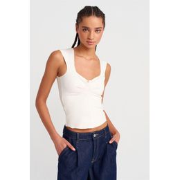 Taillierte &auml;rmellose Crop-Bluse mit quadratischem Ausschnitt