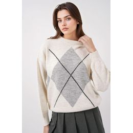 &Uuml;bergro&szlig;er Argyle Rundhals-Pullover