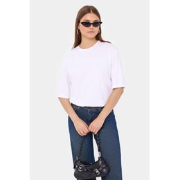 Basic Rundhals Kurzarm T-Shirt mit Rei&szlig;verschluss am R&uuml;cken