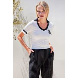 Gesticktes Poloshirt mit strukturiertem Strick